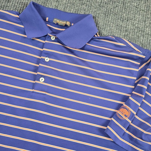 Peter Millar | Shirts | Peter Millar Polo Shirt Mens Large Blue Stripe ...